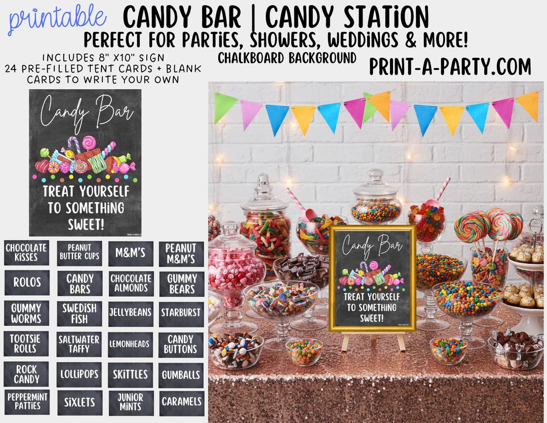 Candy Bar Sign and Candy Tent Cards Printable Sweet Table Decor for ...