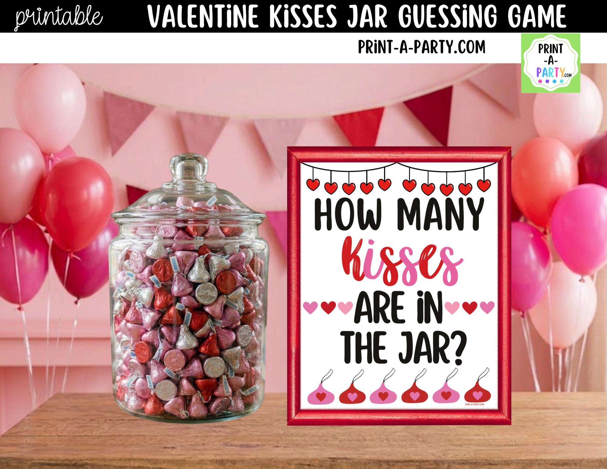 Valentine Chocolate Kisses Game Printable Sign (8x10) + Guessing Cards ...