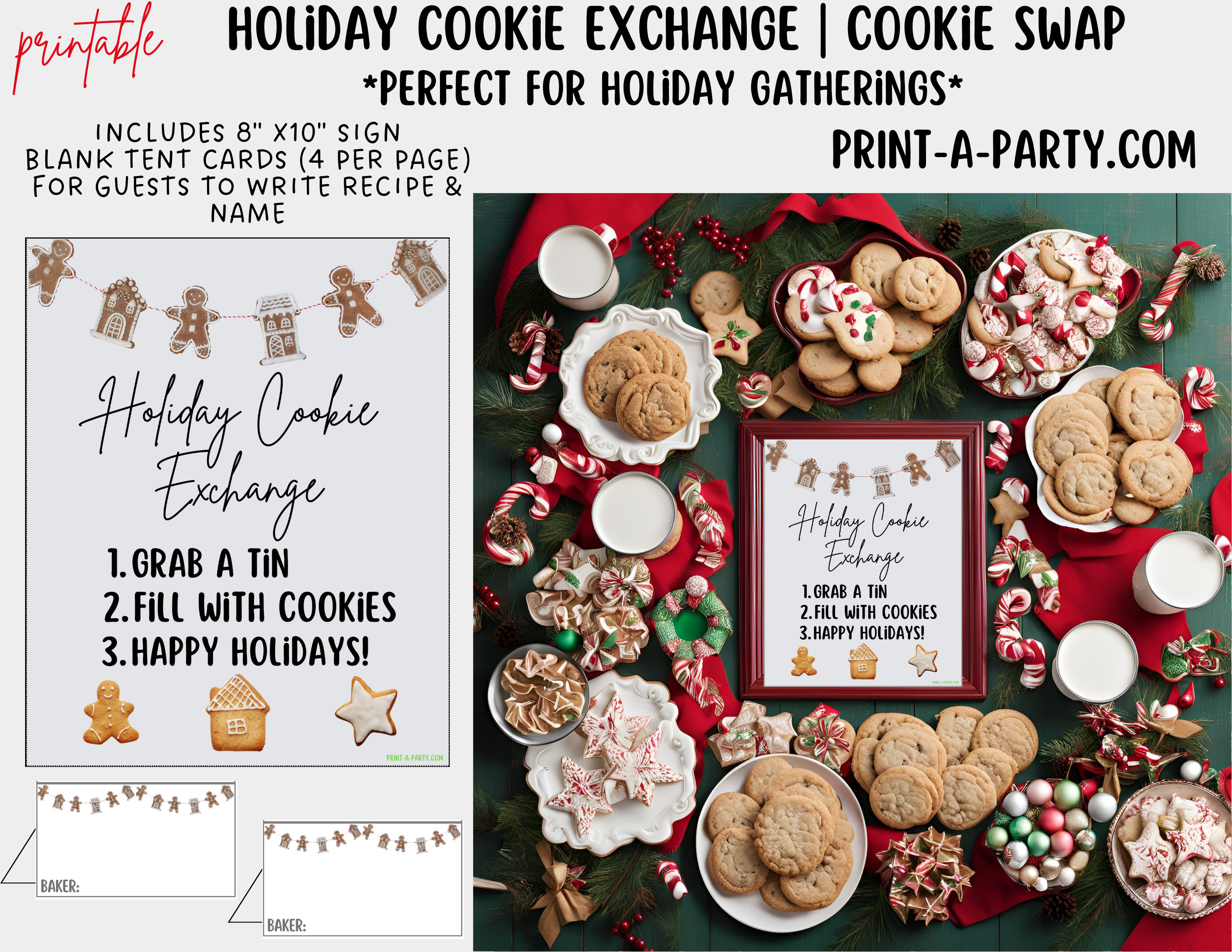 Christmas HOLIDAY COOKIE EXCHANGE | Holiday Cookie Swap | Sign & Tent ...