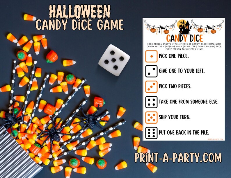 Halloween Dice Game - Printable Halloween Dice Game – Fun Candy ...
