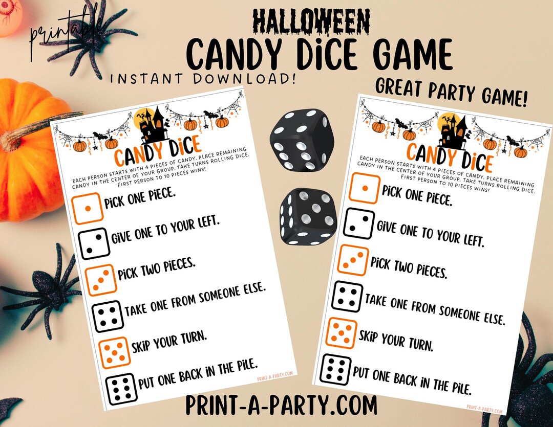 Halloween Dice Game - Printable Halloween Dice Game – Fun Candy ...
