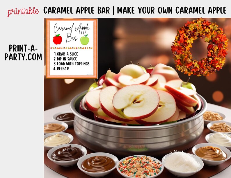 CARAMEL APPLE Bar | Caramel Apple Station - White | Printable Sign ...
