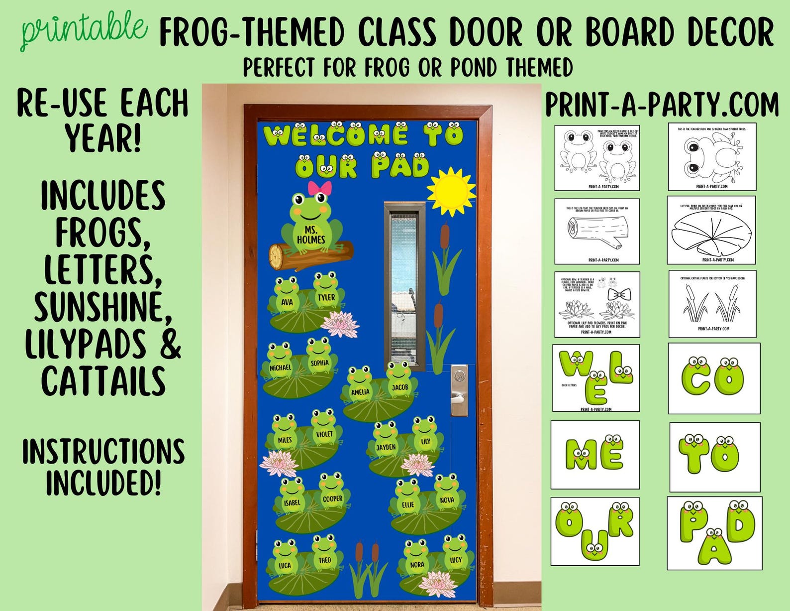 Frog Classroom Decor Kit: Welcome to Our Pad Printable (PDF Download - Etsy