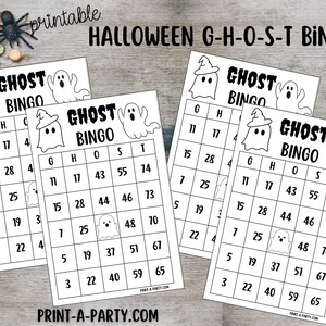 BINGO: Halloween Ghost Bingo Game Printable – Fun G-H-O-S-T Version for ...