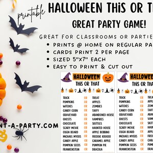 Halloween This or That Game Printable | Halloween Games | Halloween Fun ...