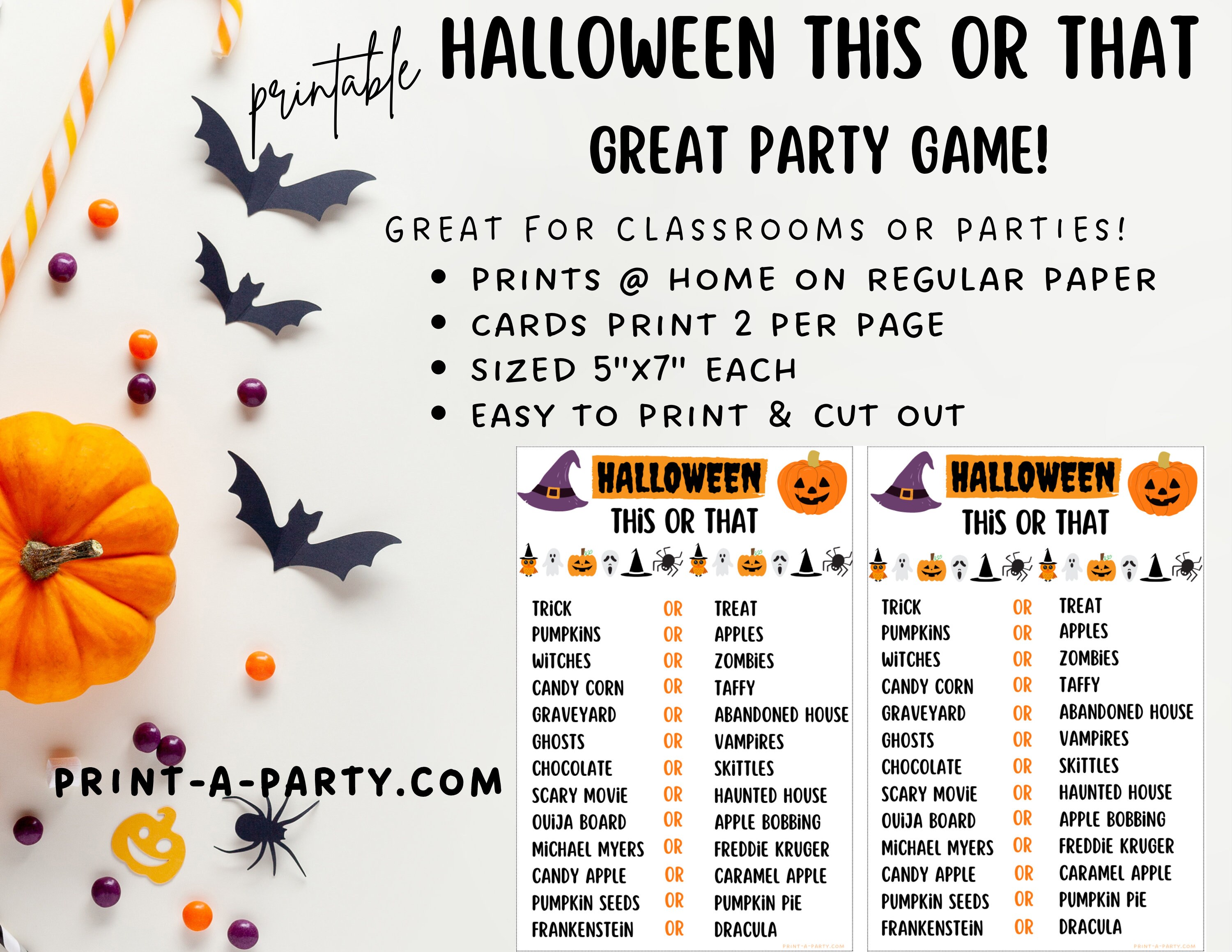 Halloween This or That Game Printable | Halloween Games | Halloween Fun ...