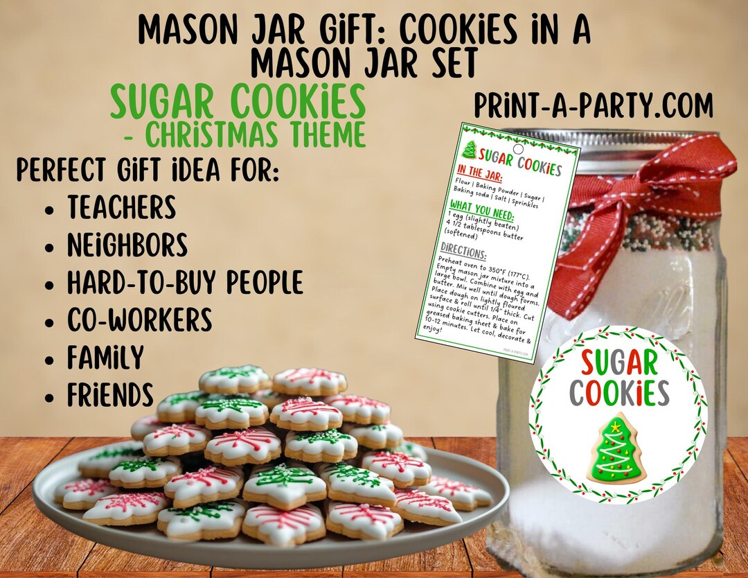 Sugar Cookies Mason Jar Kit: Christmas DIY Gift (printable) - Etsy