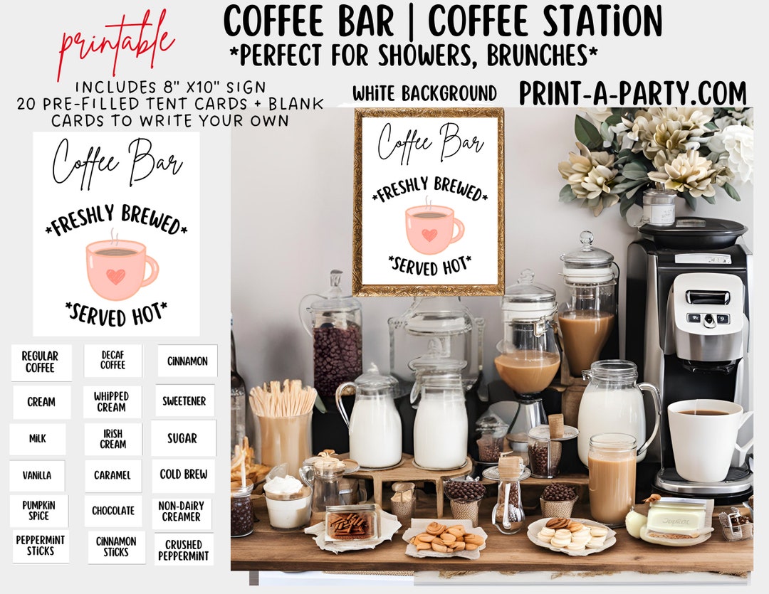 COFFEE BAR | Coffee Station Setup - White | Coffee Bar Sign | Coffee ...