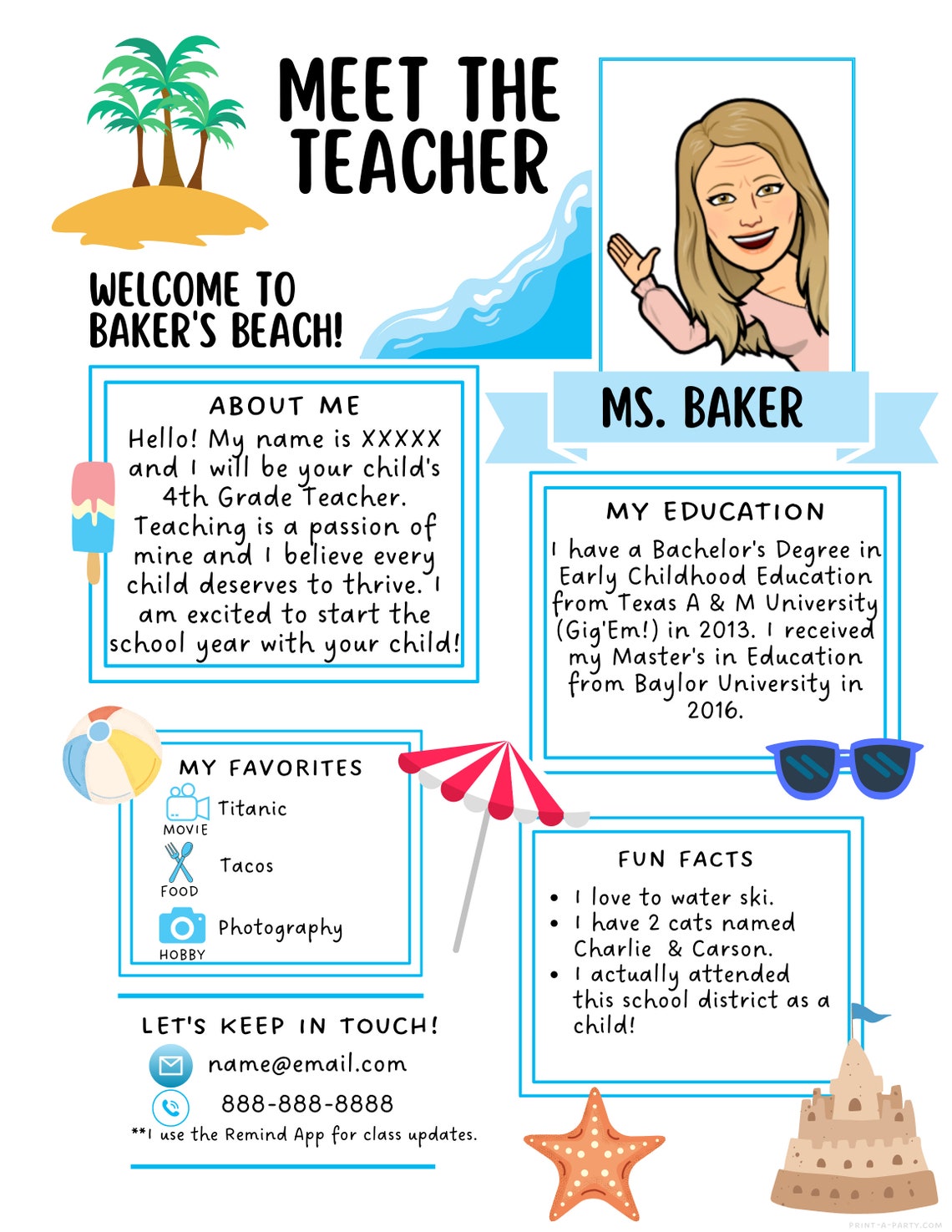 Editable Meet the Teacher Template - Beach or Ocean Themed Classrooms ...