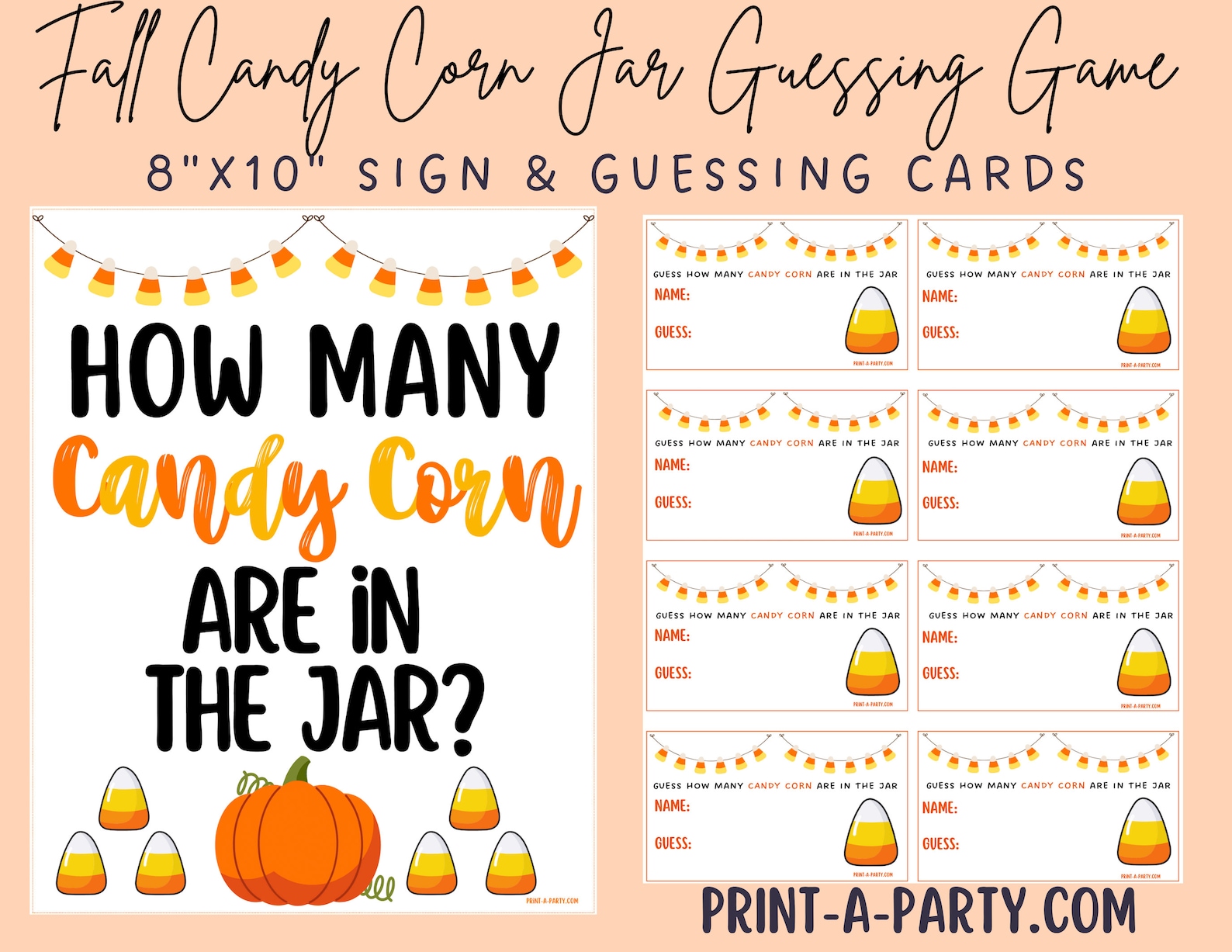 Candy Jar Guessing Game - Fall CANDY CORN - Printable Fall and ...