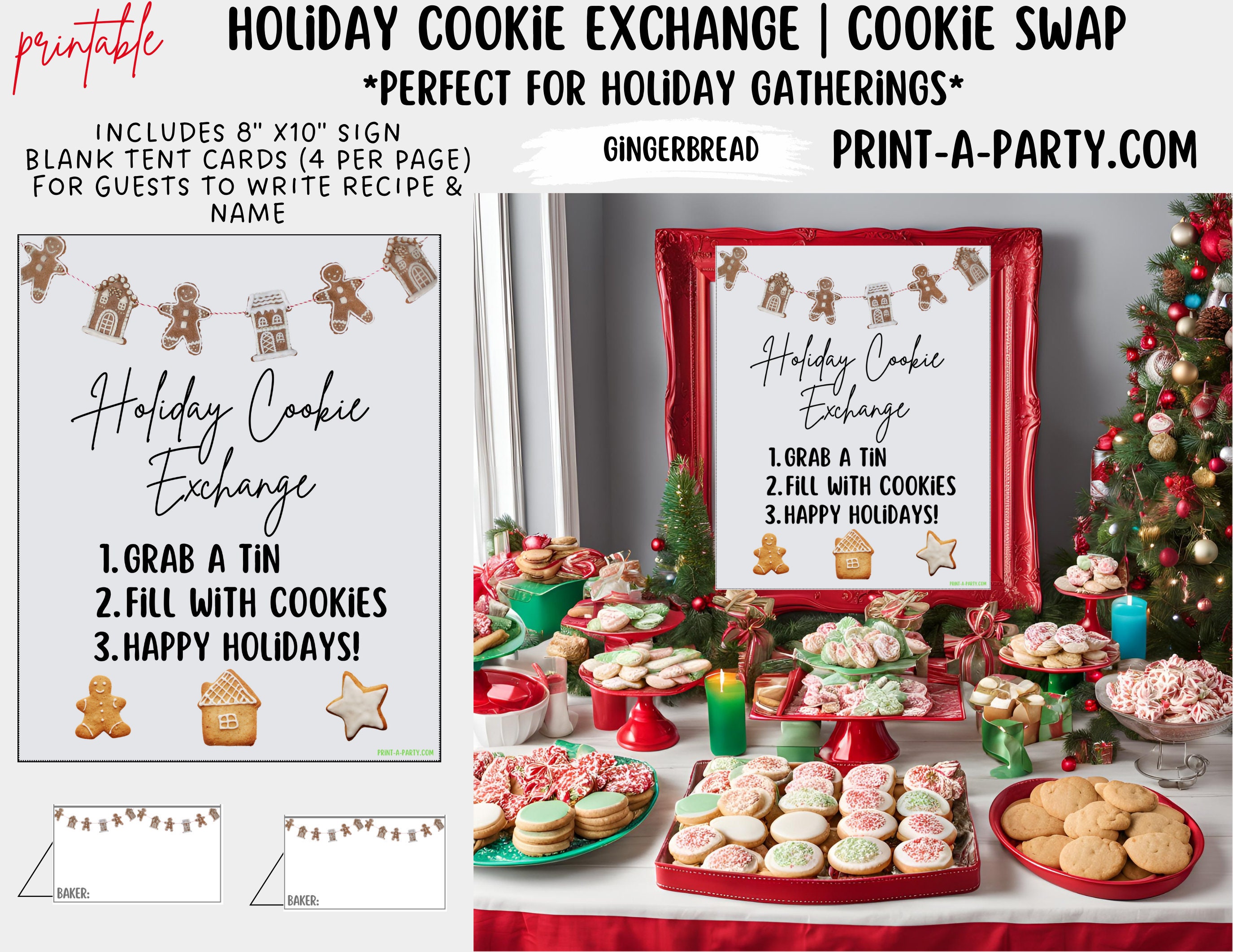 Christmas HOLIDAY COOKIE EXCHANGE | Holiday Cookie Swap | Sign & Tent ...