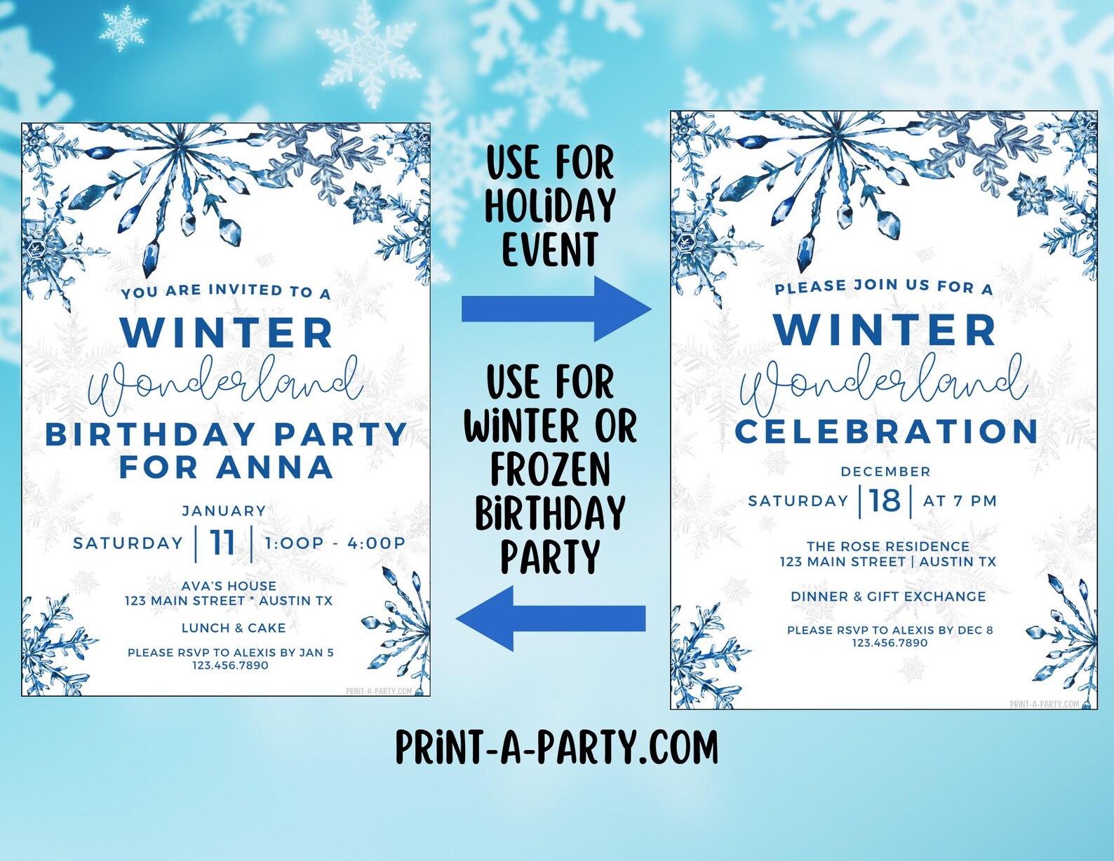 WINTER WONDERLAND Party Invitation - Editable Holiday Invitation ...
