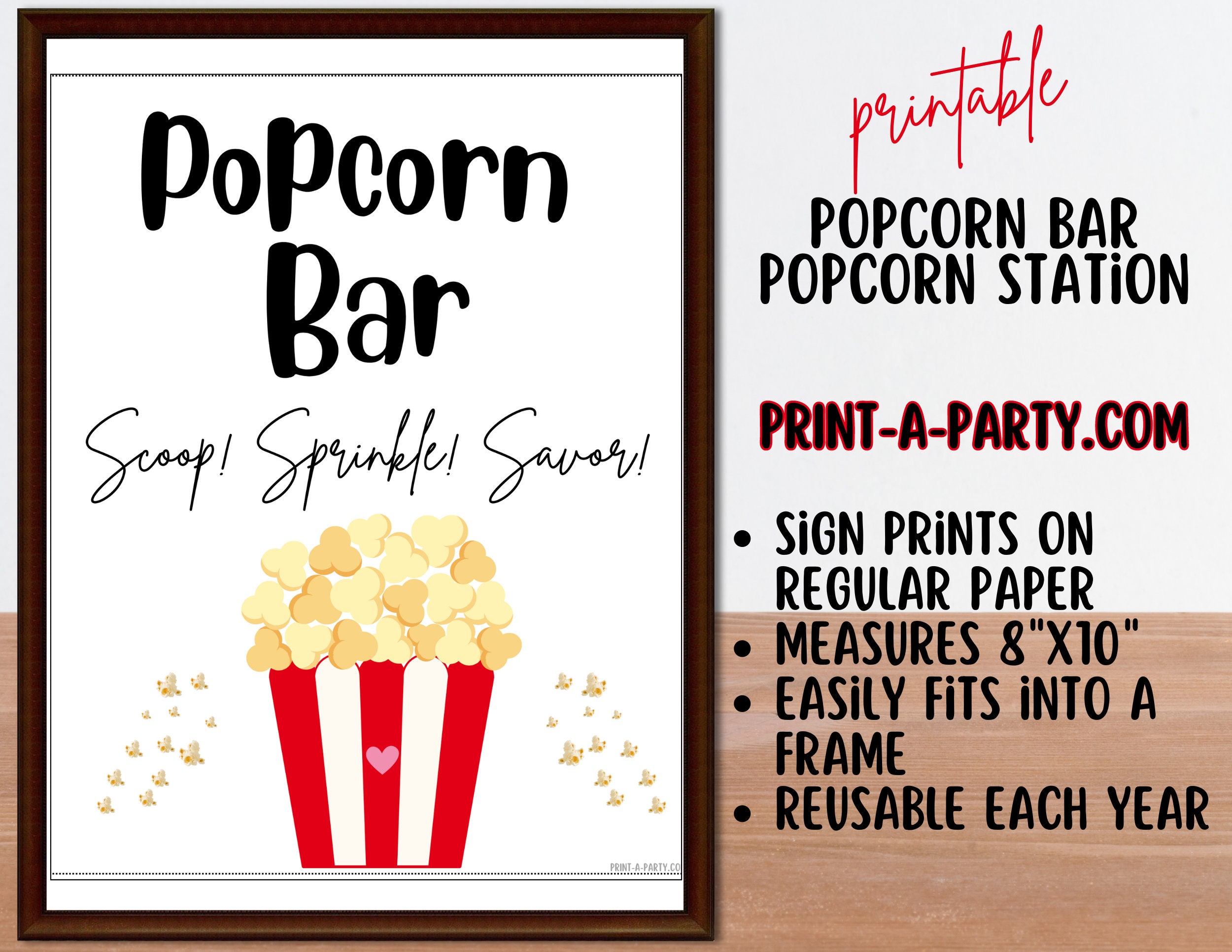 POPCORN BAR Popcorn Station White Popcorn Bar Sign Food Station for ...