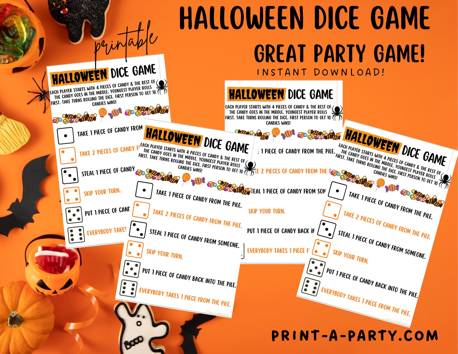 Halloween Dice Game Printable | Halloween Dice Candy Game | Halloween ...