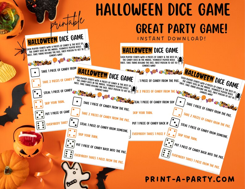 Halloween Dice Game Printable | Halloween Dice Candy Game | Halloween ...