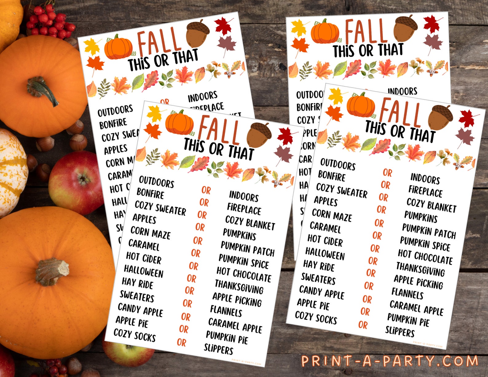 Fall This or That Game Printable | Fall This or That Categories | Fall ...