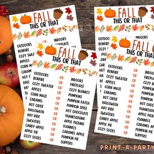 Fall This or That Game Printable | Fall This or That Categories | Fall ...