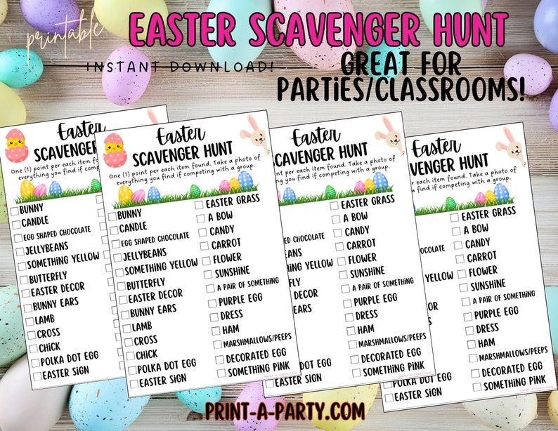 Easter Scavenger Hunt Printable Easter Party Game Easter Classroom ...