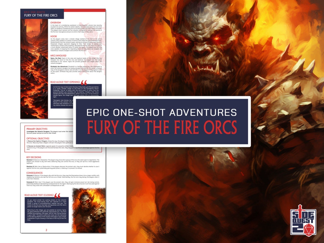 Fury of the Fire Orcs Epic One-shot Adventure for Fantasy RPG, D&D ...