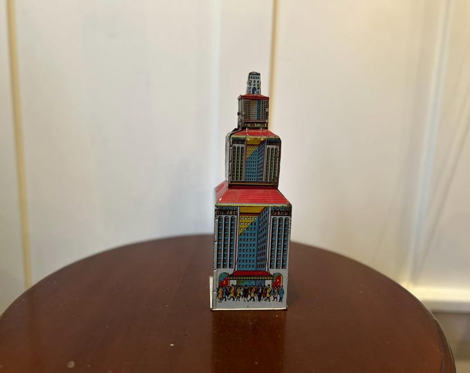 Vintage 1930s Marx Tin Litho Dare-devil Plane Skyscraper Tower Toy ...