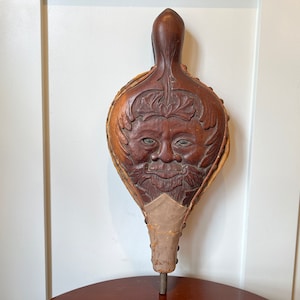 Antique Folk Art Carved Wood Old North Wind or Boreas Fireplace Bellows ...