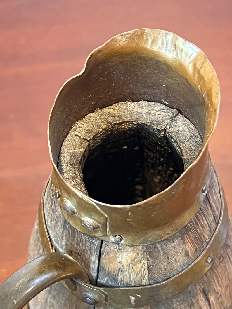 Vintage Small French Wooden Barrel Wine or Cider Jug Pitcher or Carafe ...