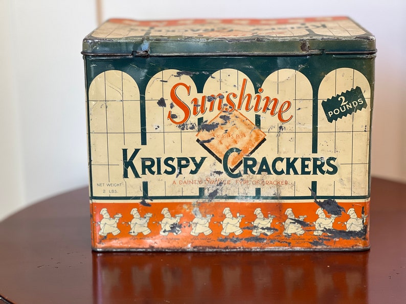 Vintage Sunshine Krispy Crackers 2 Pound Tin by Loose-wills Biscuit ...