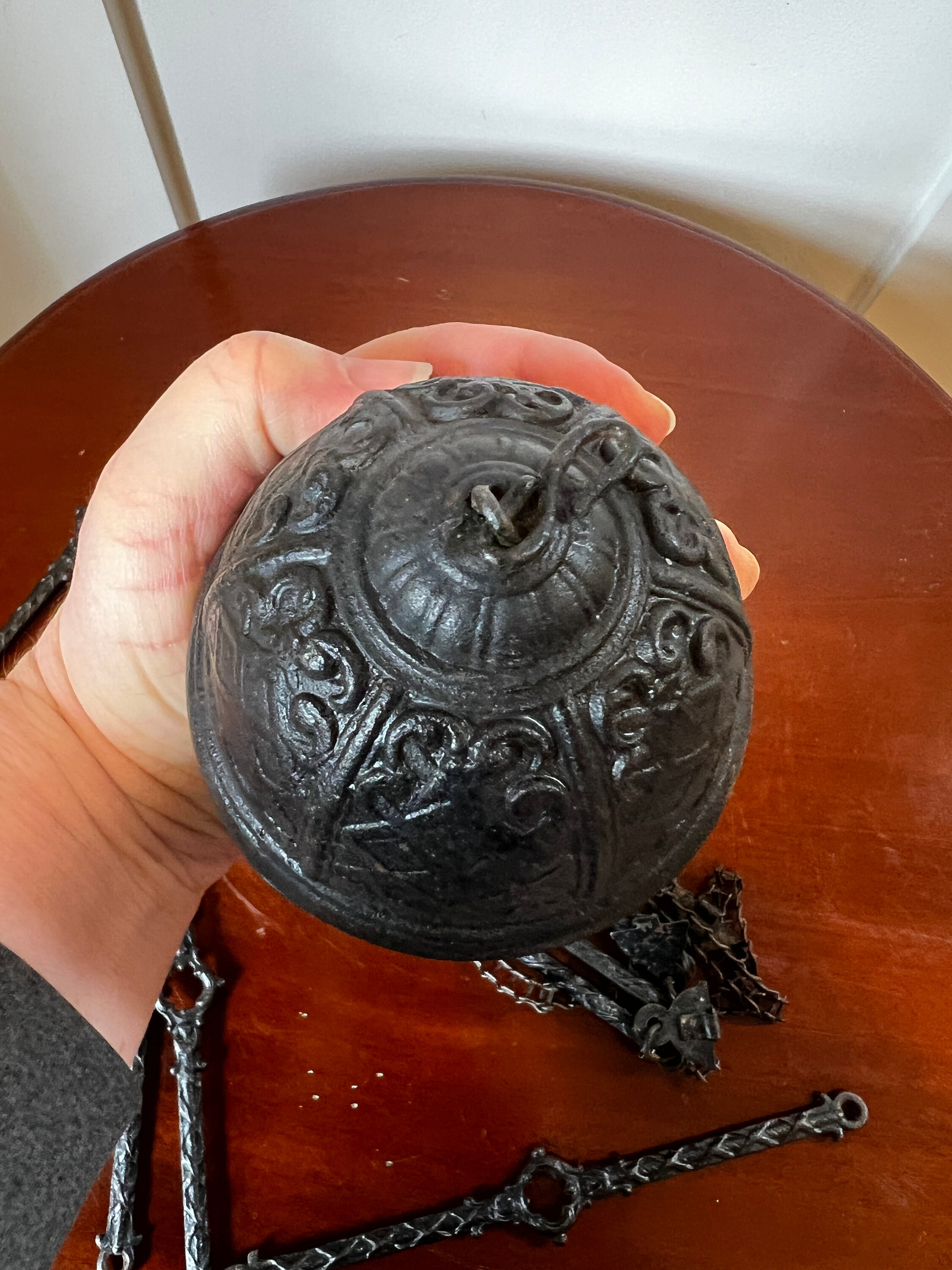 Antique Cast Iron Acorn Shaped Weight and Chains for Victorian Hanging ...