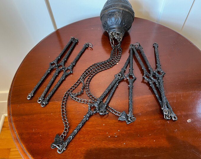 Antique Cast Iron Acorn Shaped Weight and Chains for Victorian Hanging ...
