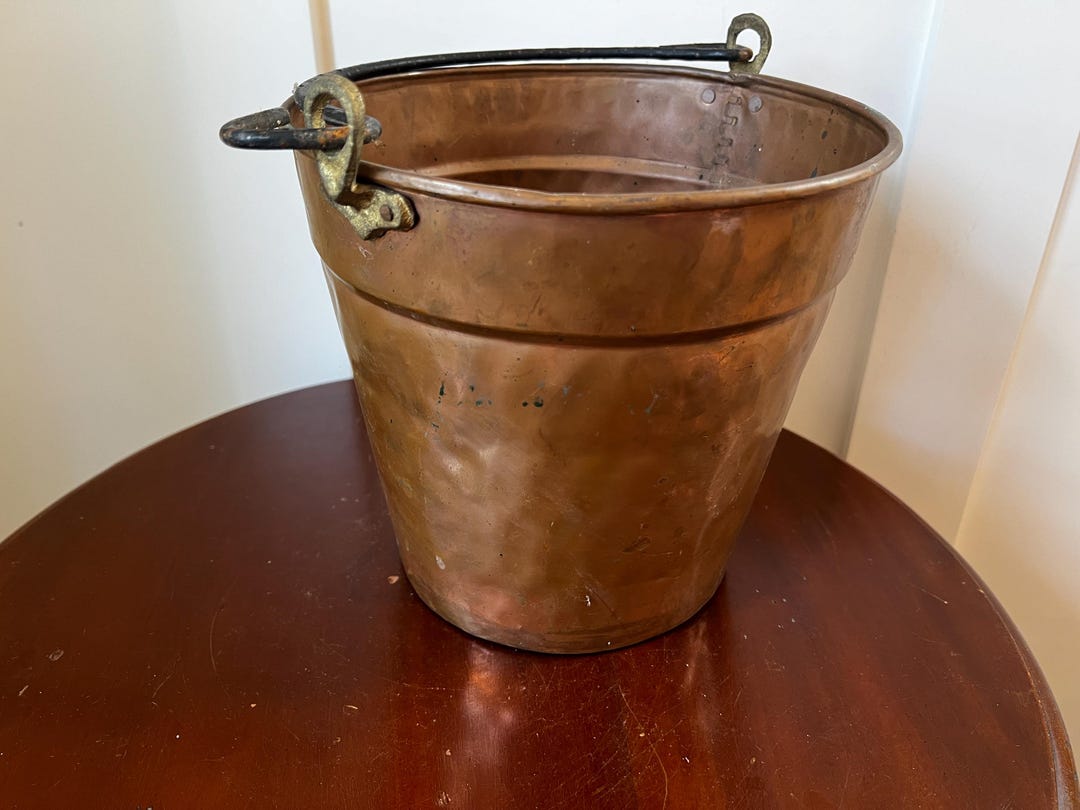 Antique Late 19th or Early 20th Century Solid Copper Bucket or Pail ...