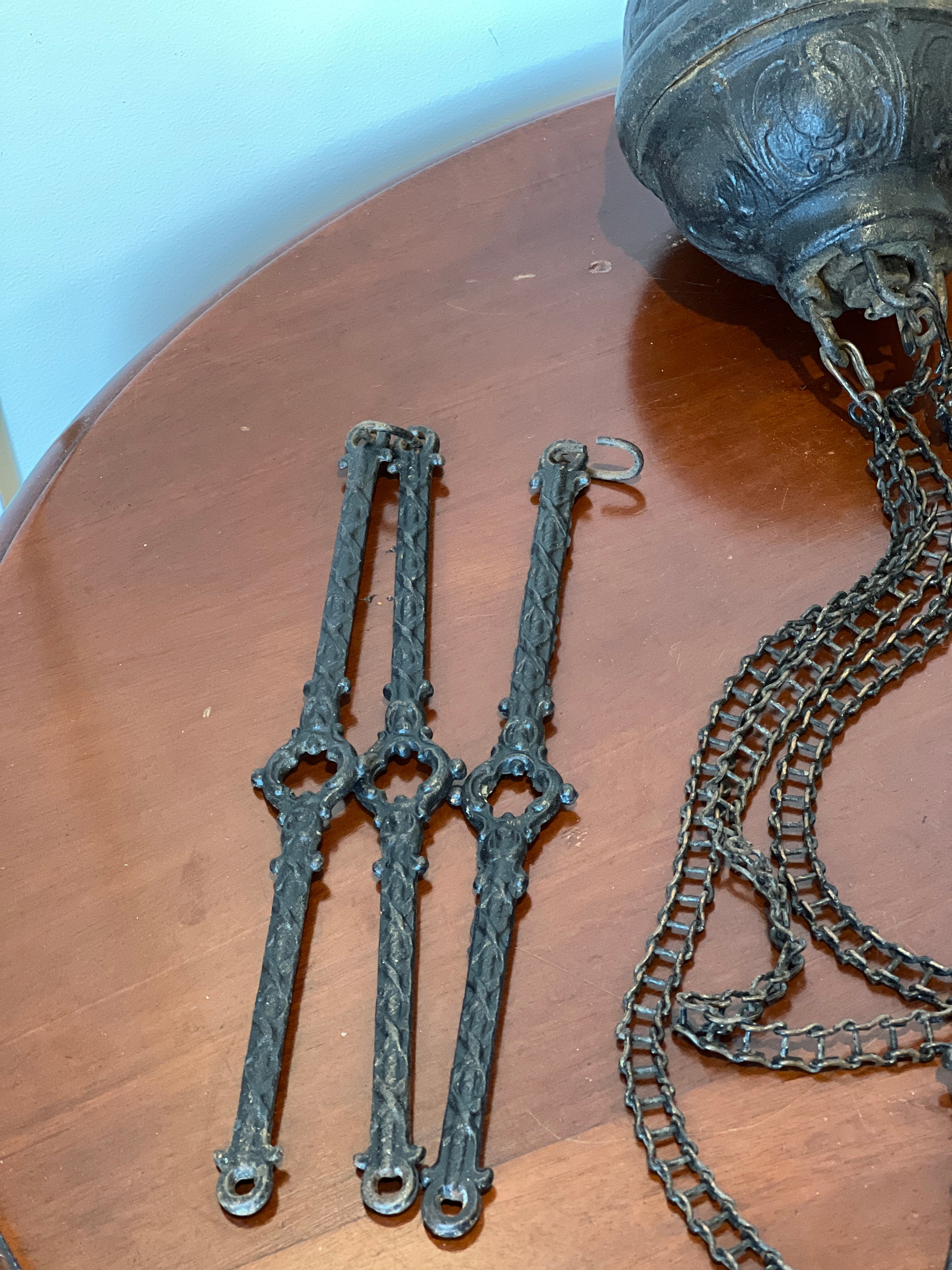 Antique Cast Iron Acorn Shaped Weight and Chains for Victorian Hanging ...