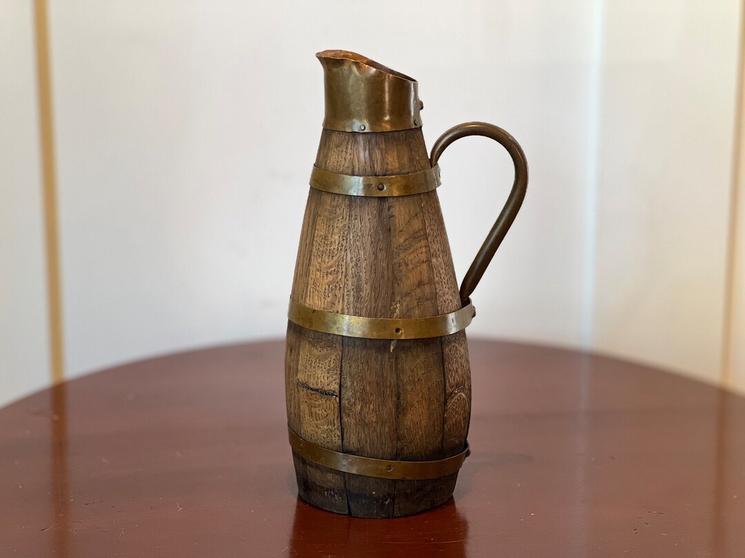 Vintage Small French Wooden Barrel Wine or Cider Jug Pitcher or Carafe ...