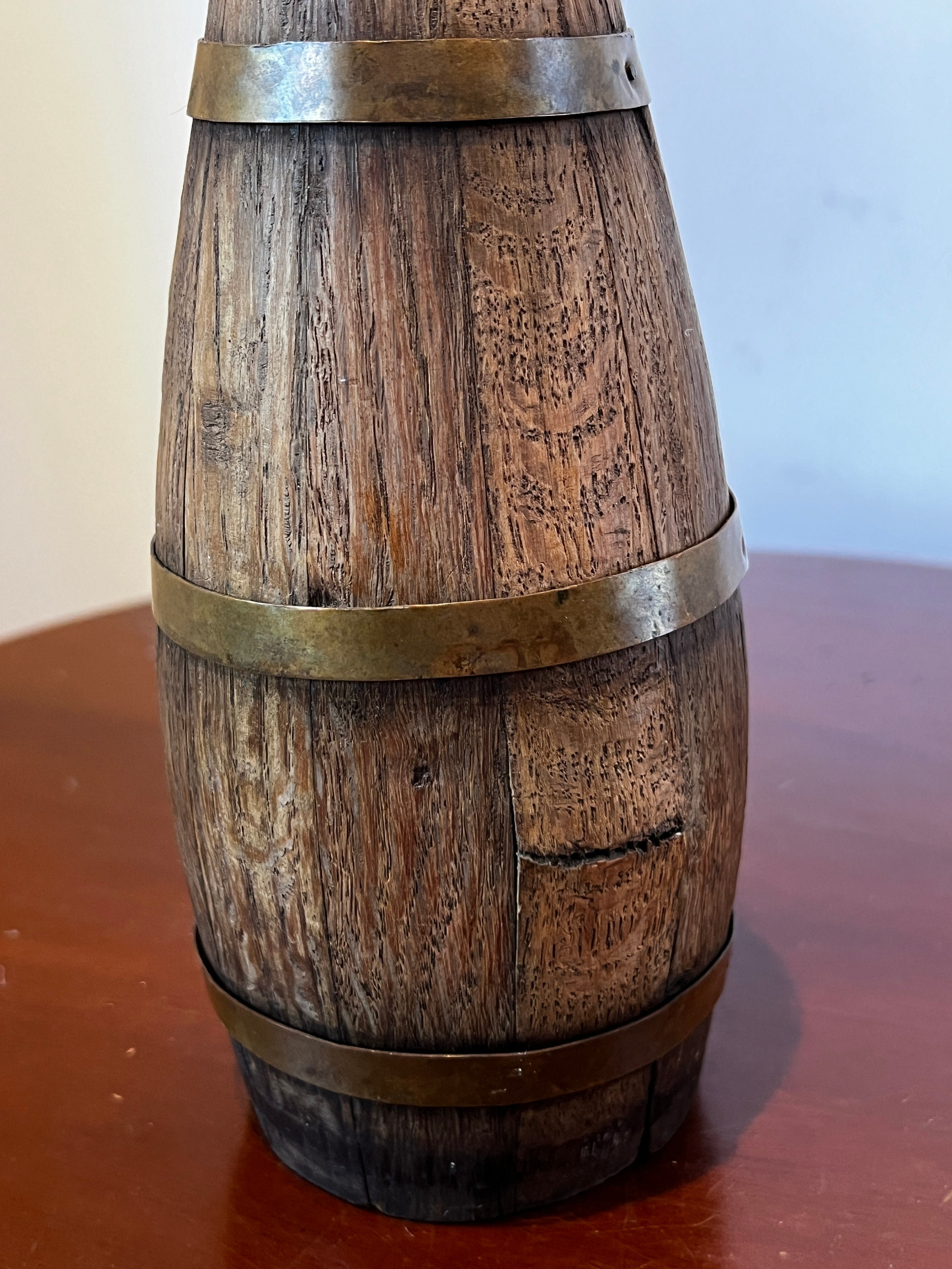 Vintage Small French Wooden Barrel Wine or Cider Jug Pitcher or Carafe ...