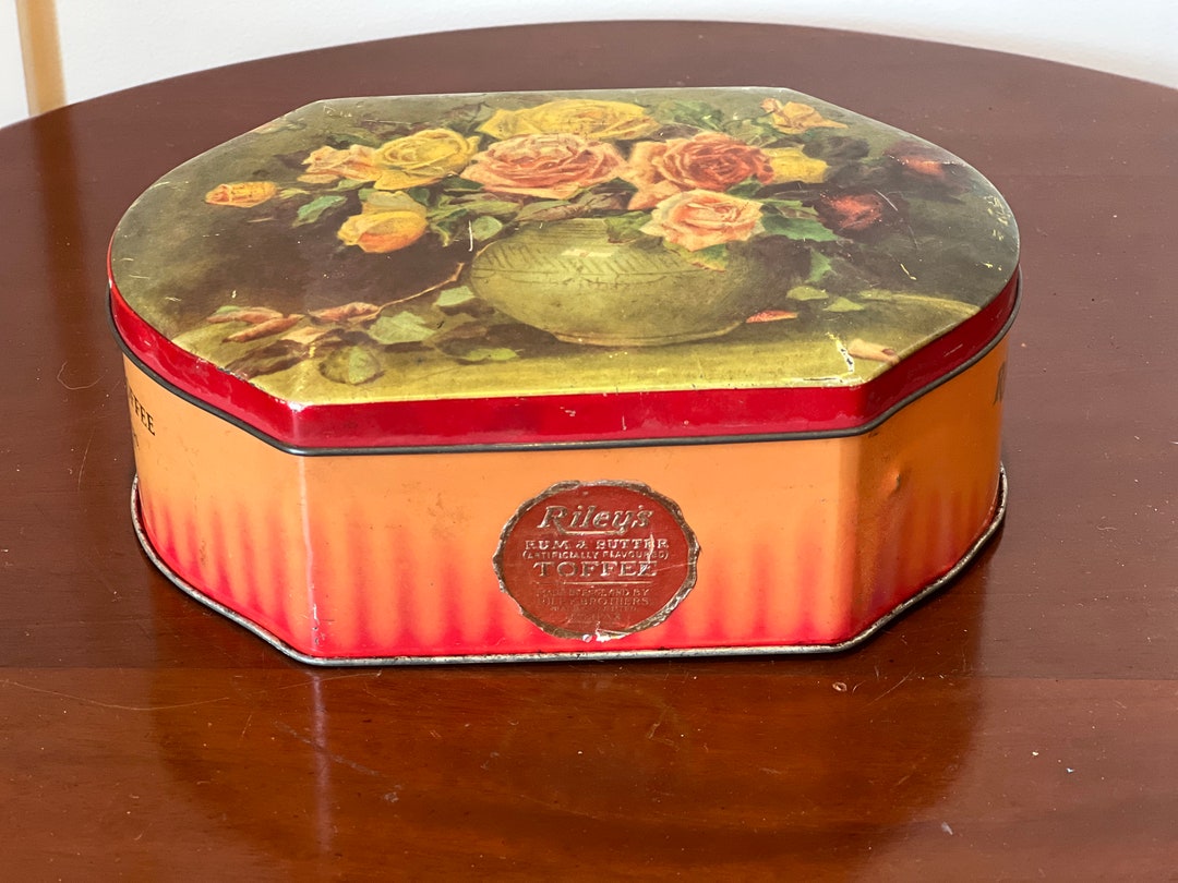 Vintage Riley Brother's Rose Floral Hinged Rum & Butter Toffee Tin ...
