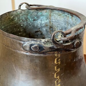 Antique Turkish Hanging Copper Pot Kettle or Cauldron or Planter With ...