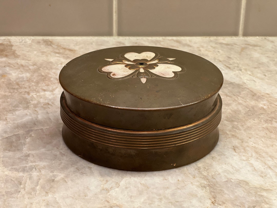 Vintage Art Deco Chase USA Copper or Brass Vanity Powder Box or ...