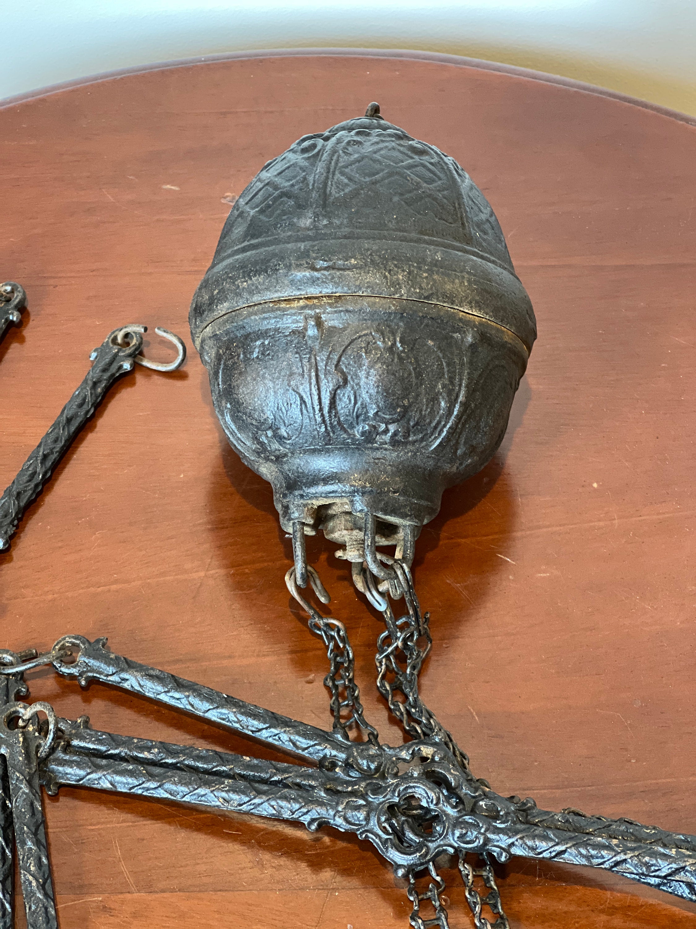 Antique Cast Iron Acorn Shaped Weight and Chains for Victorian Hanging ...