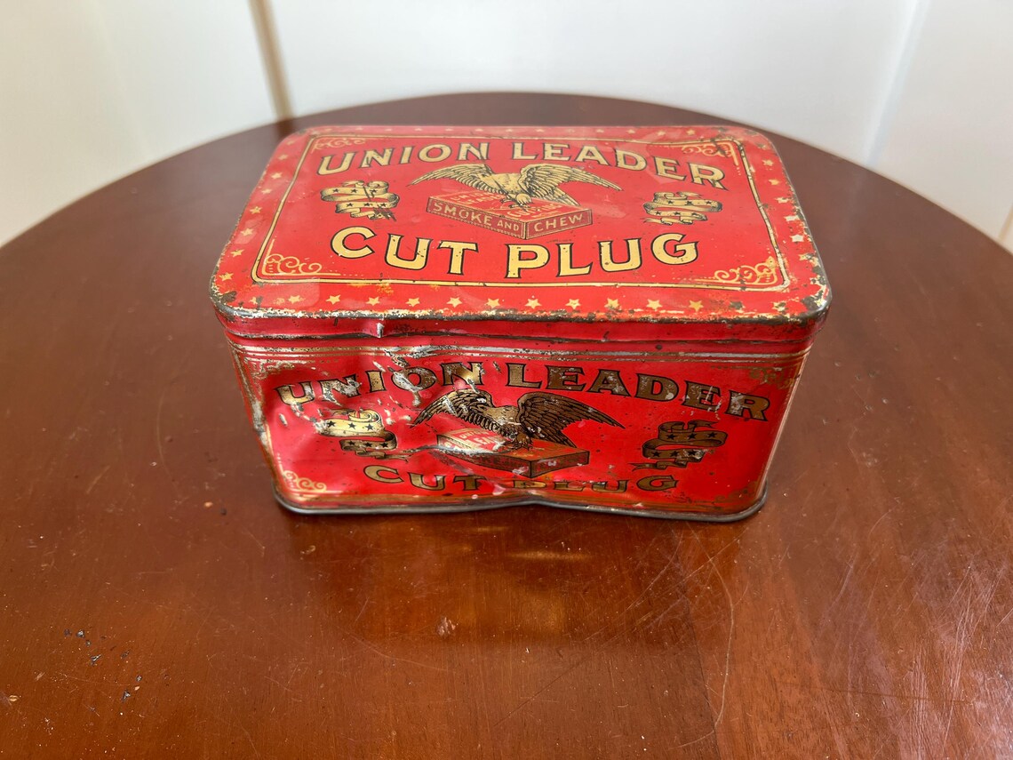 Antique Small Union Leader Cut Plug Tobacco Tin - Americana Decor - Etsy