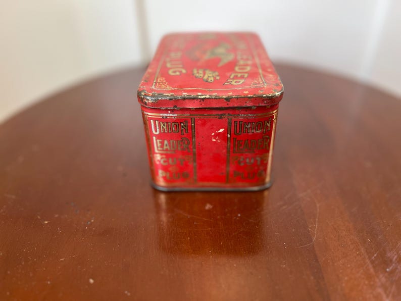 Antique Small Union Leader Cut Plug Tobacco Tin - Americana Decor - Etsy