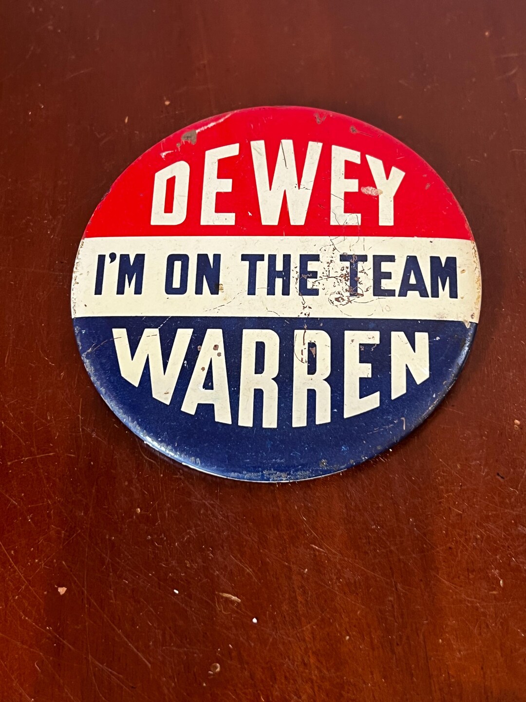 Vintage Large 1940s Dewey Warren I'm on the Team Political Campaign ...