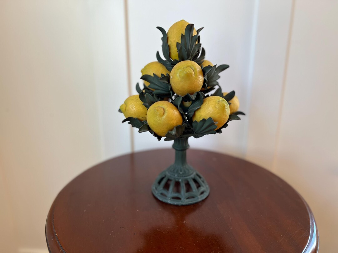 Vintage Green Painted Cast Iron Lemon Tree Stand Holder or Metal Tole ...