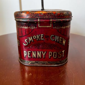 RARE Antique Penny Post Cut Plug Tobacco Lunch Pail Tin by Strater ...