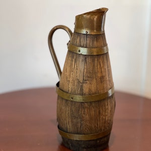 Vintage Small French Wooden Barrel Wine or Cider Jug Pitcher or Carafe ...