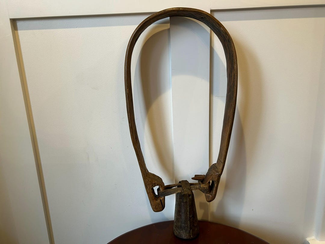 Antique Wood Ox Cow or Sheep Yoke With Cow Bell - Rustic Farmhouse ...