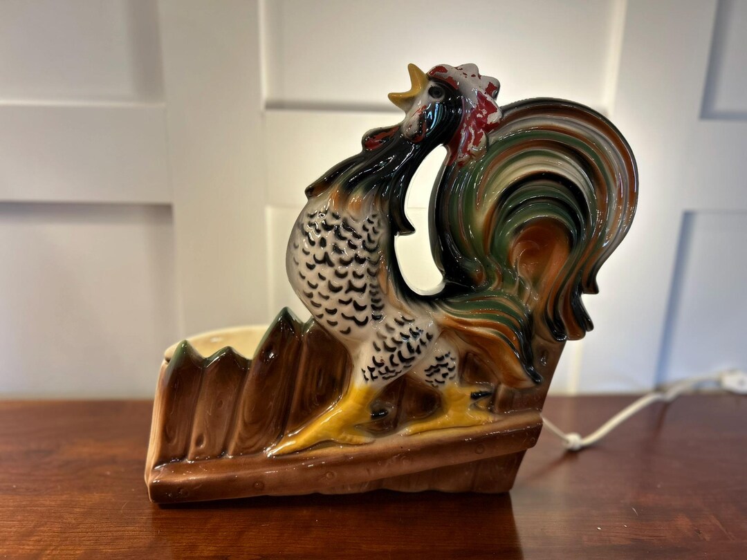 Vintage Lane and Co. Ceramic Rooster Lamp and Planter - Works ...