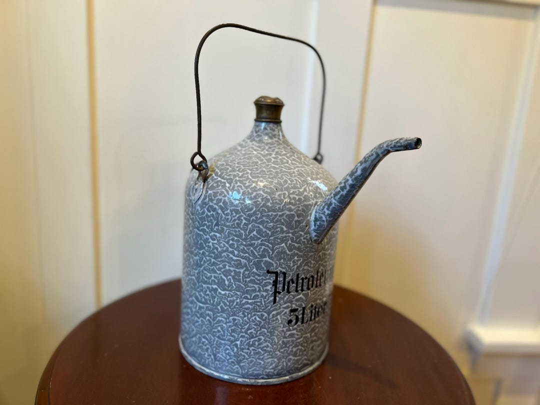 Vintage Gray Graniteware Gas Can: 5 Liter Petroleum Jug, Farmhouse ...