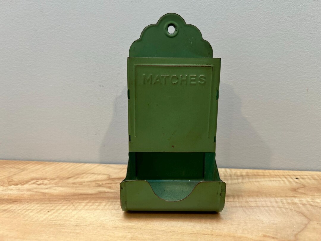 Vintage Green Metal Matchbox Holder Wall Mount - Kitchen Decor - Etsy