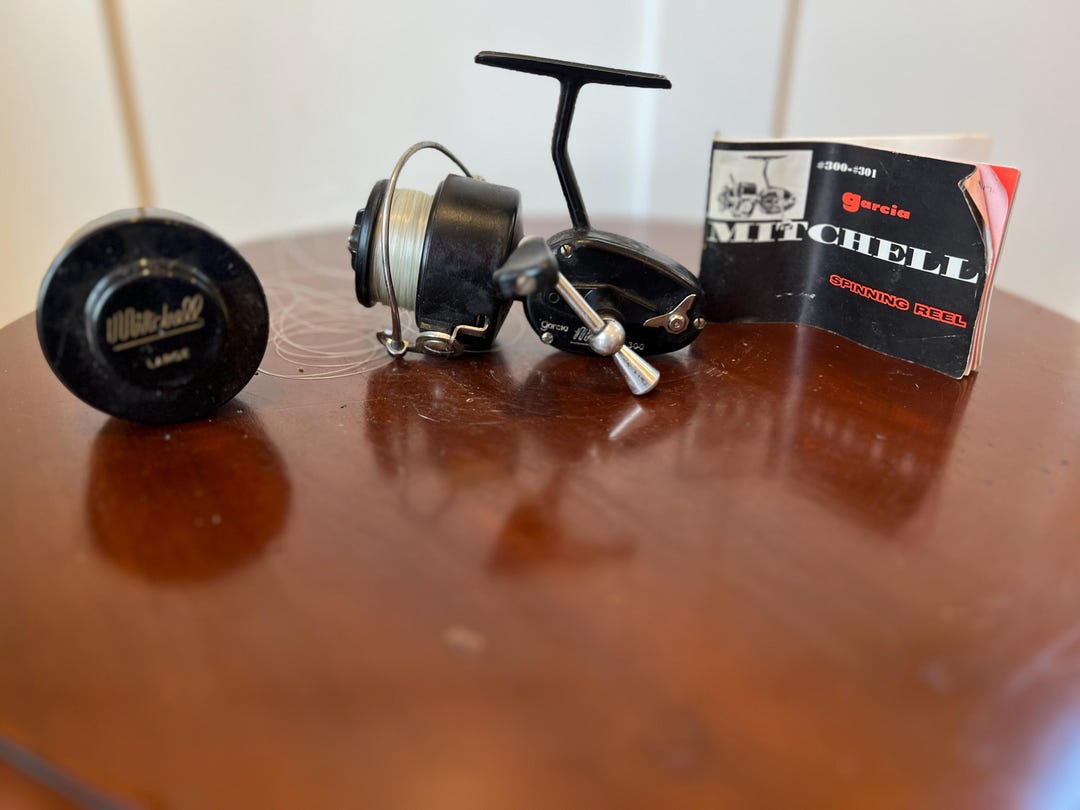 Vintage Garcia Mitchell 300 Spinning Reel With Manual and Large Extra ...