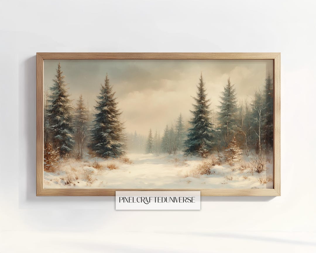 Winter Forest Digital Painting | Frame TV Art Decor | Christmas Pine ...