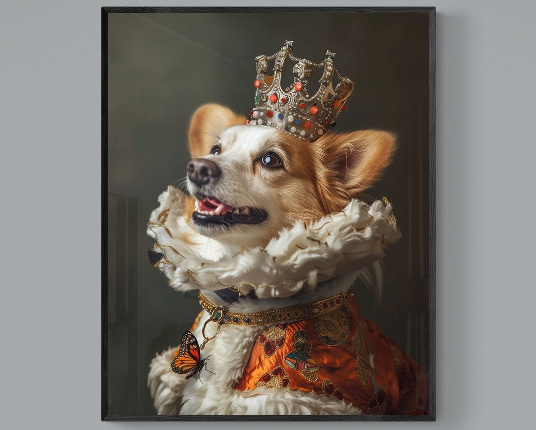 Royal Pembroke Welsh Corgi King With Butterfly Humorous and Majestic ...